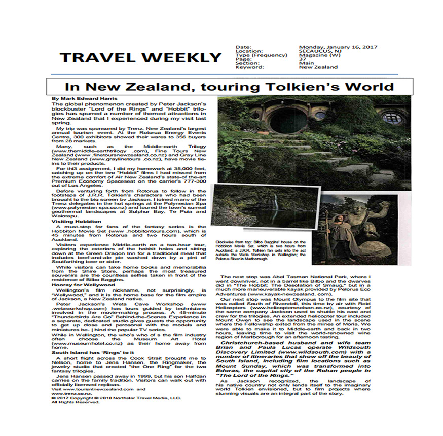 Article in the Travel Weekly - South Island Tours: Tailor-Made ...